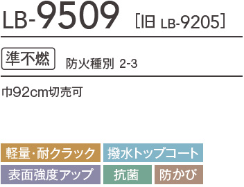 LB-9509 [石目調] ベーシック (軽量・耐クラック/撥水/表面強度/抗菌/防かび) リリカラ 壁紙 BASE ベース 2024-26 m販売